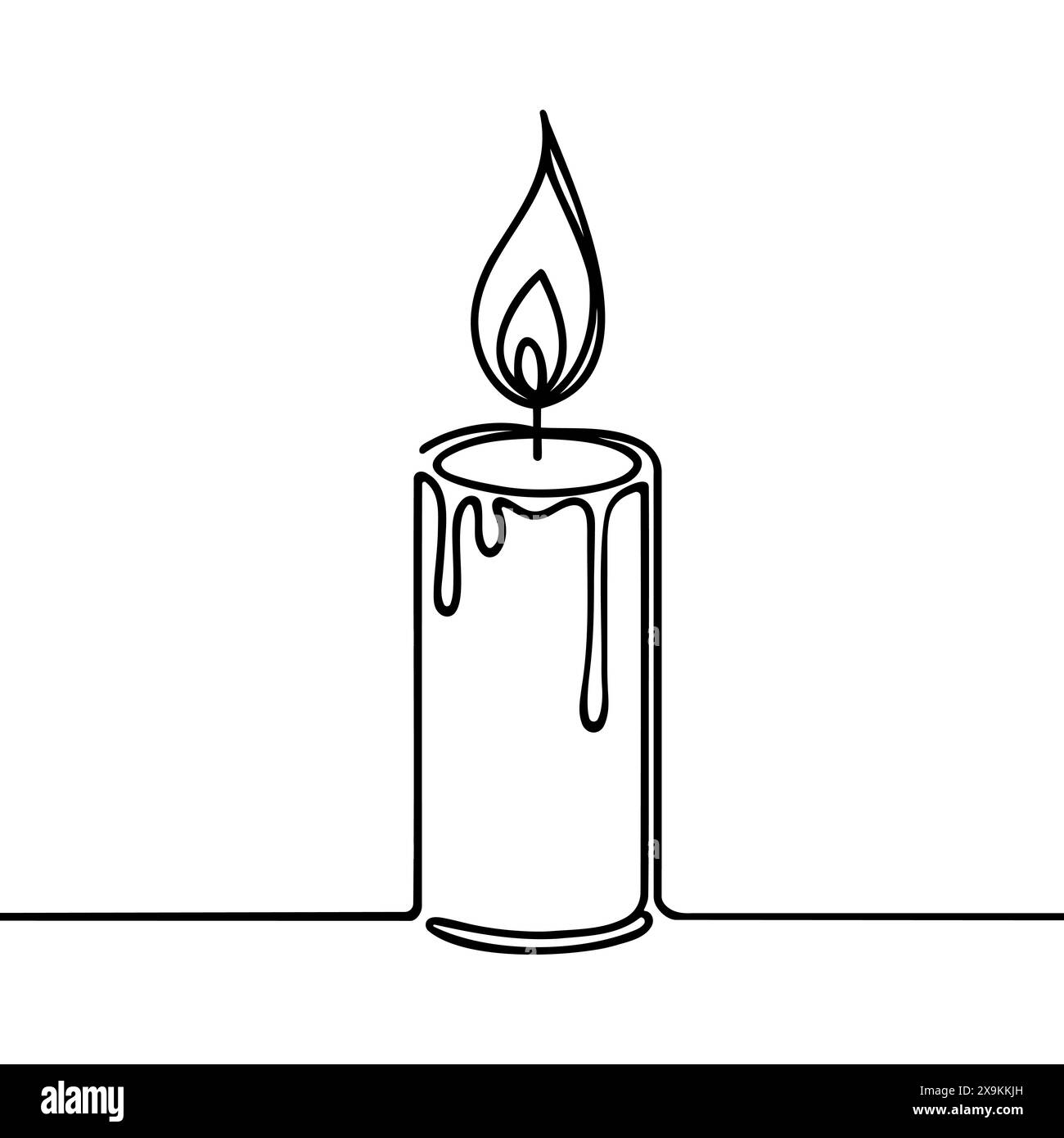 One line continuous lightning candle symbol concept. Silhouette of ...