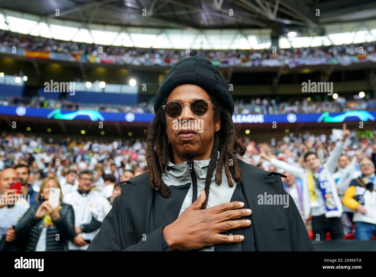 Jay-Z attends the UEFA Champions League final at Wembley Stadium in ...