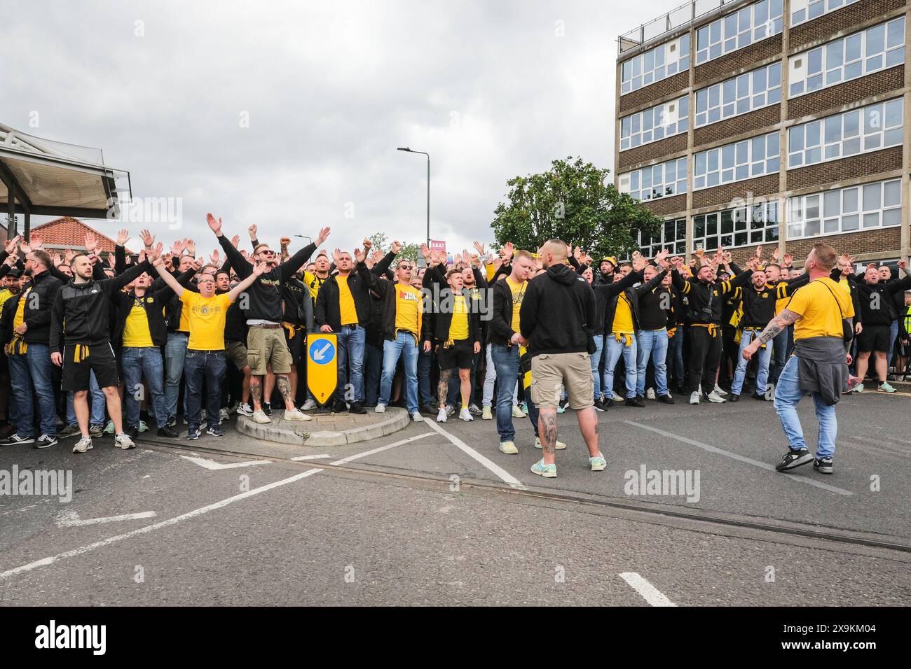 London, UK. 01st June, 2024. The 'Ultras', BVB hardcore fans arrive ...