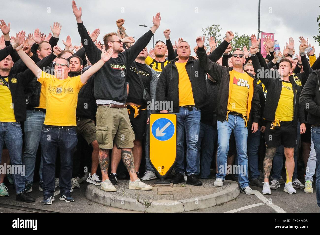 London, UK. 01st June, 2024. The 'Ultras', BVB hardcore fans arrive ...