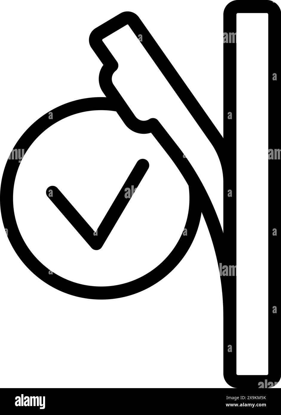 Check mark success icon illustration with pencil line art and ...