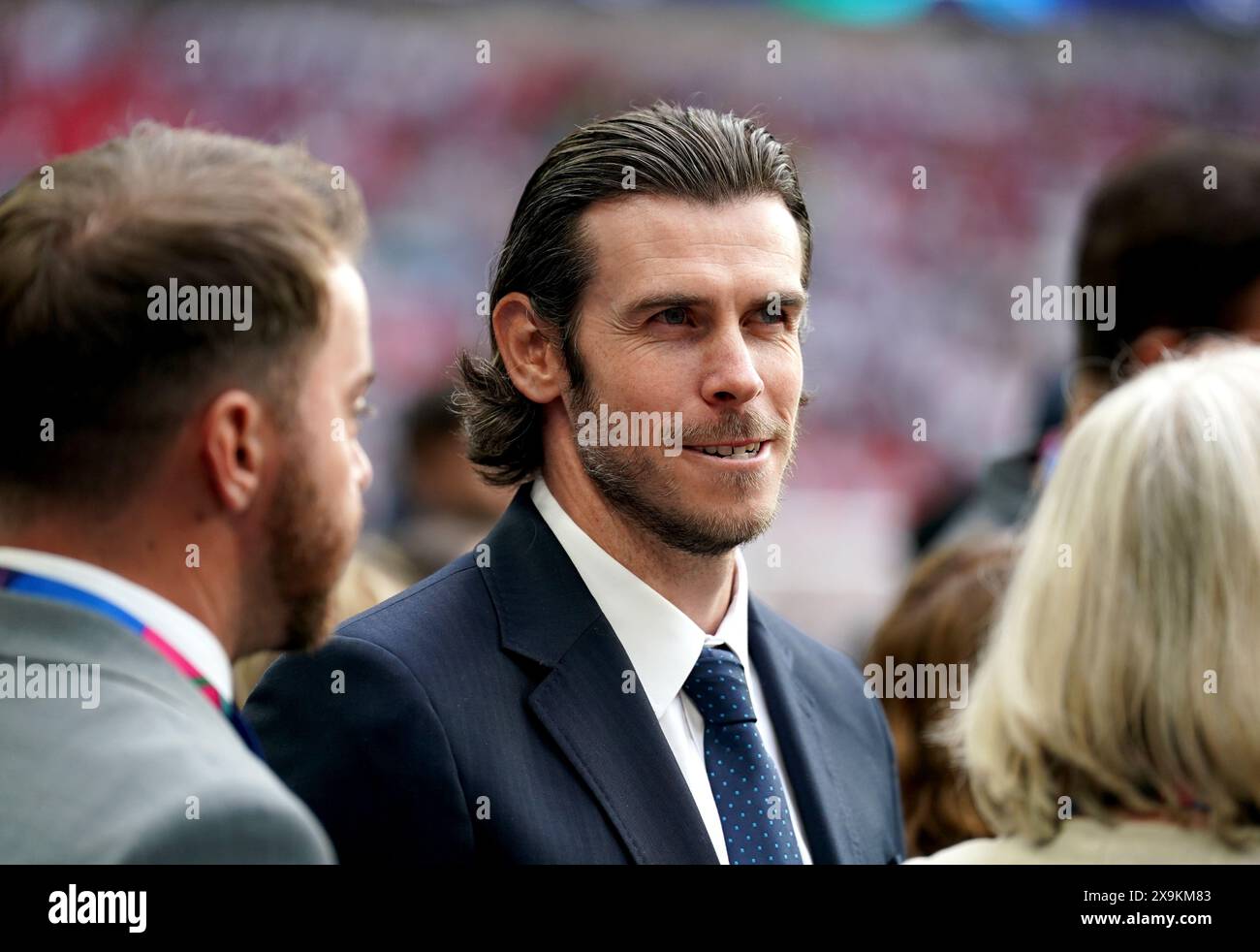 Former Real Madrid player Gareth Bale arrives ahead of the UEFA ...
