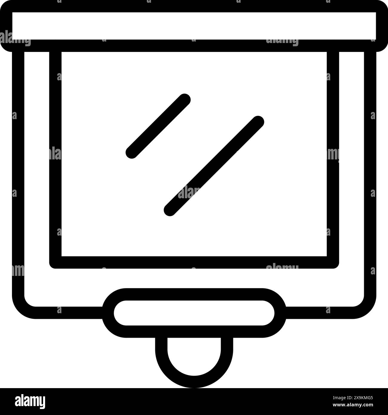 Simple line art icon of a blank presentation board for slides or ...