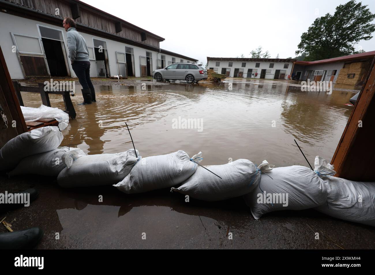 Babenhausen, Germany. 01st June, 2024. An employee of the riding club ...