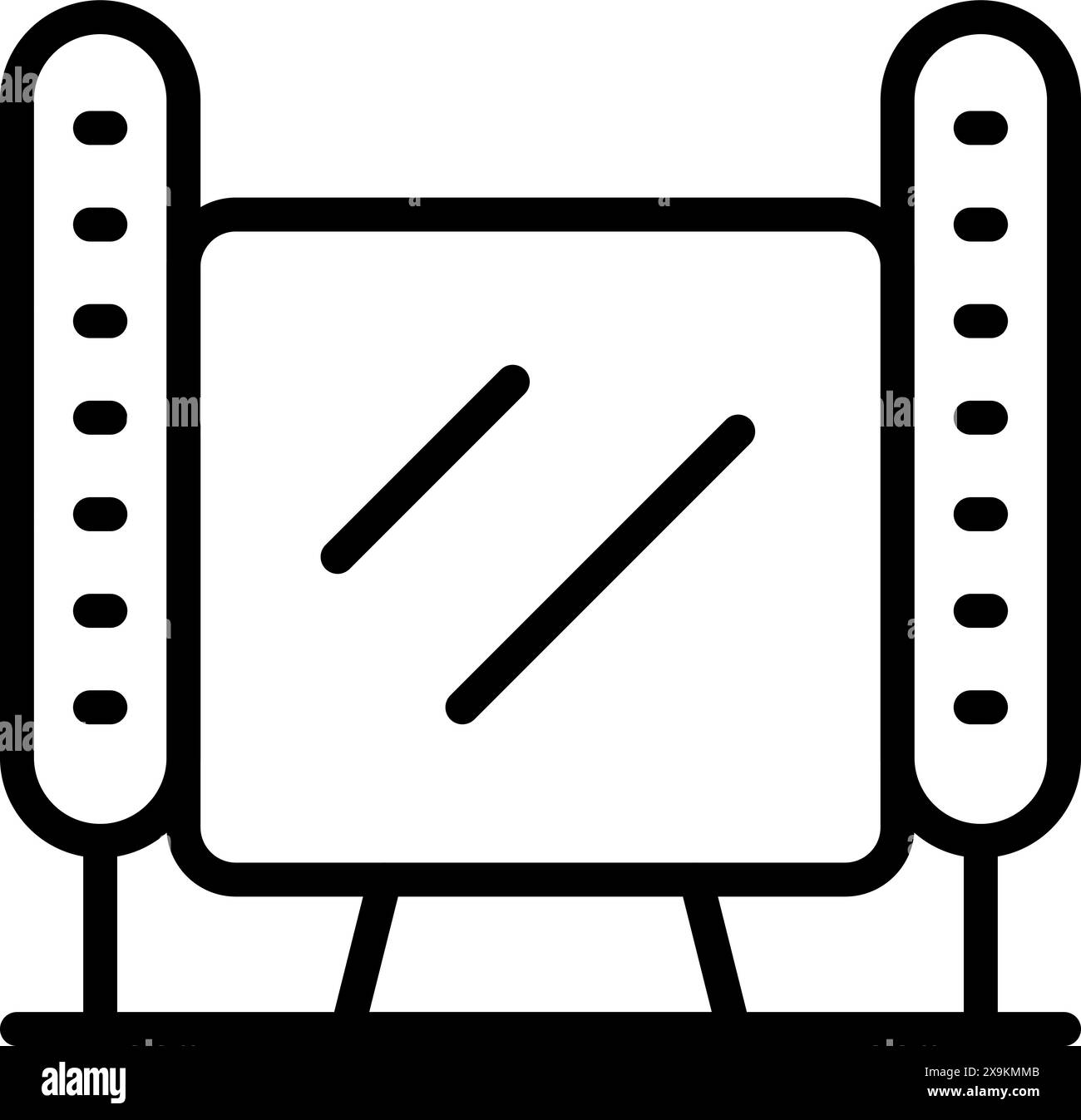 Minimalist black and white line art drawing board icon for creative ...