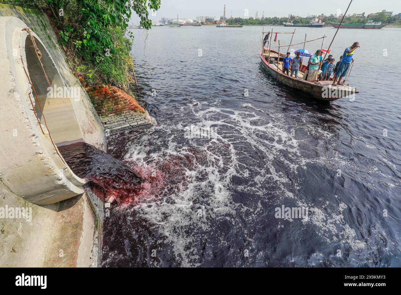 June 1, 2024, Dhaka, Bangladesh: Chemical waste from factories flows ...