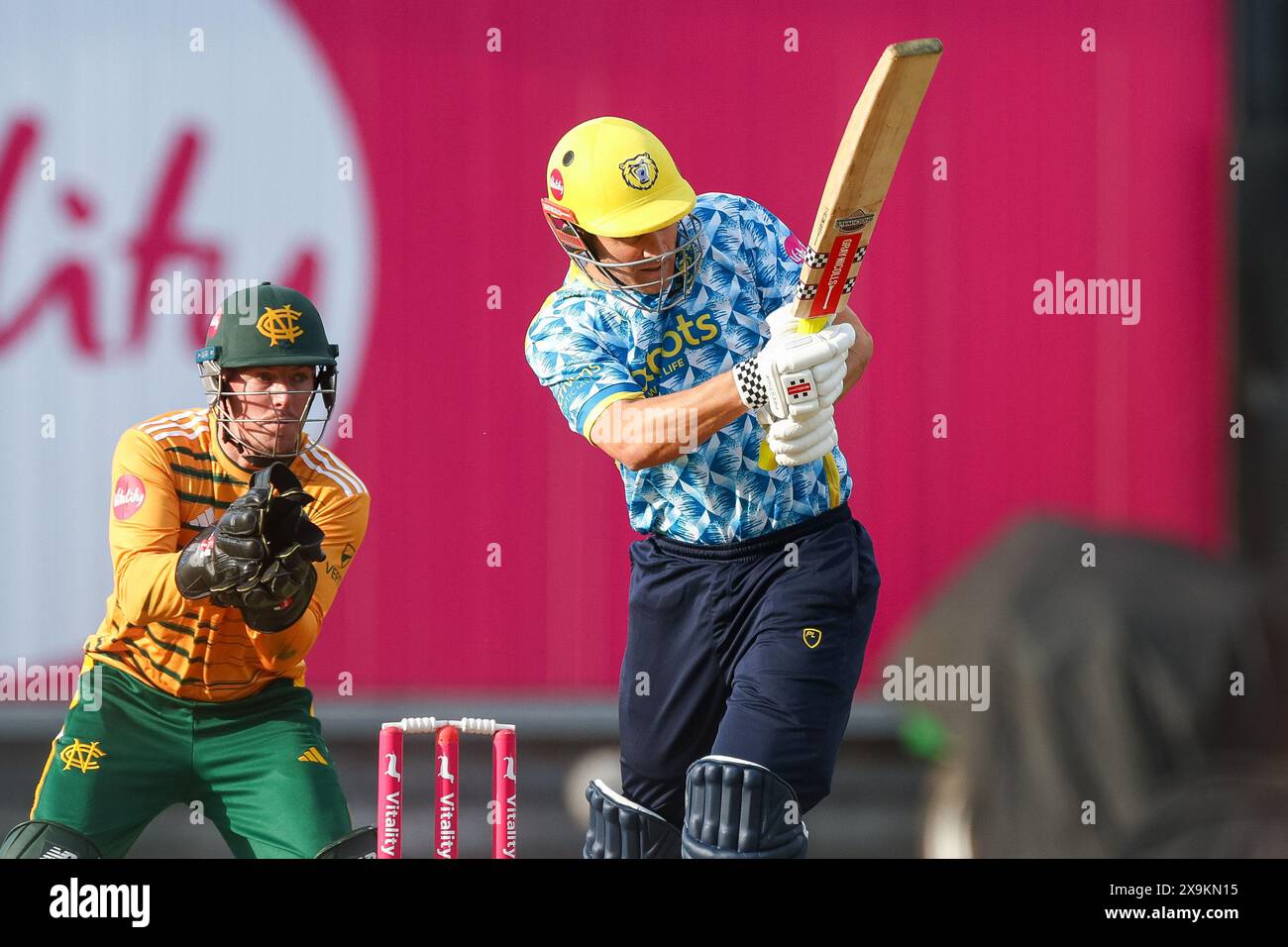 Birmingham, UK. 01st June, 2024. Sam Hain in action with the bat during ...
