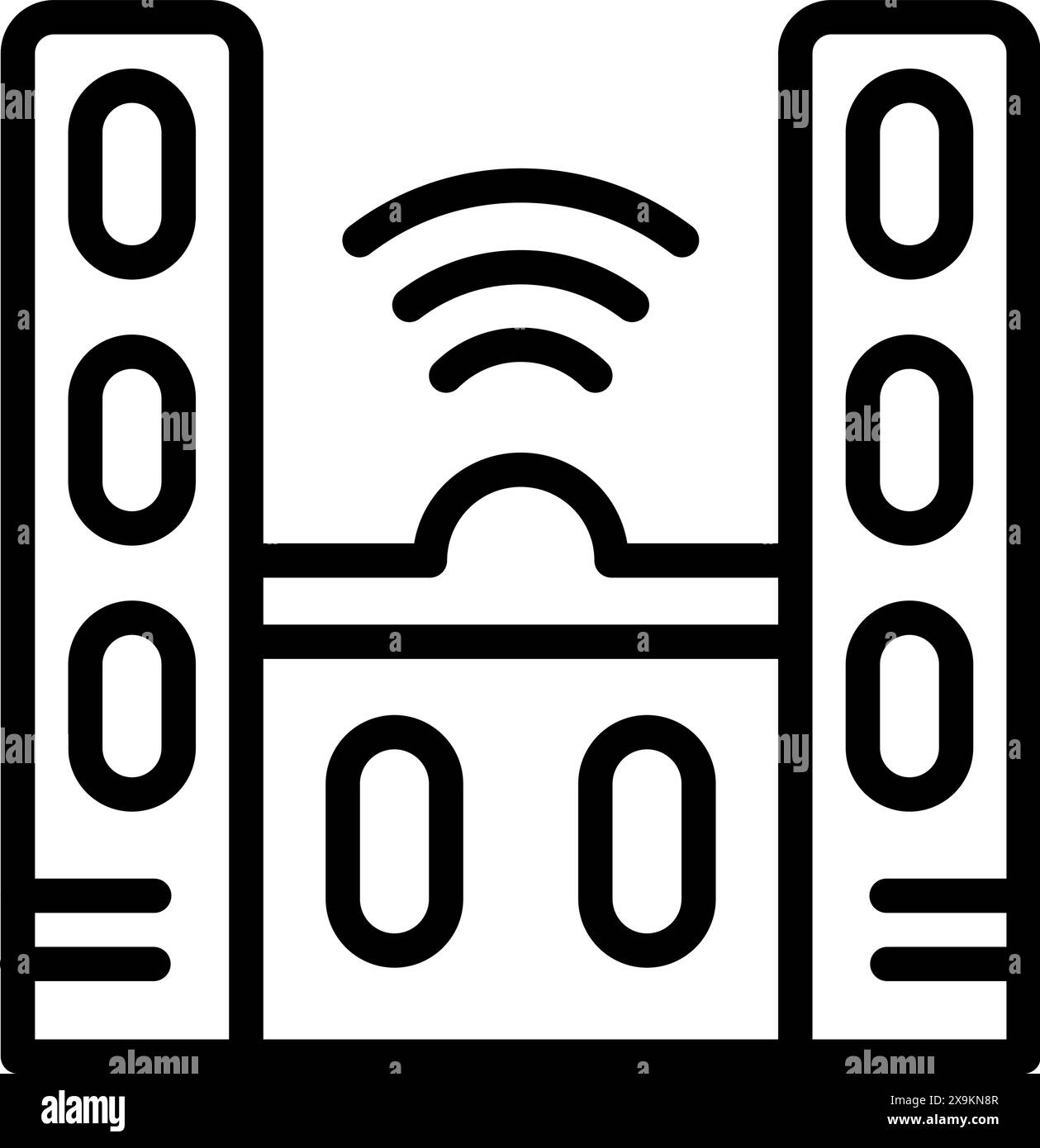 Black and white vector illustration of a wireless network symbol ...