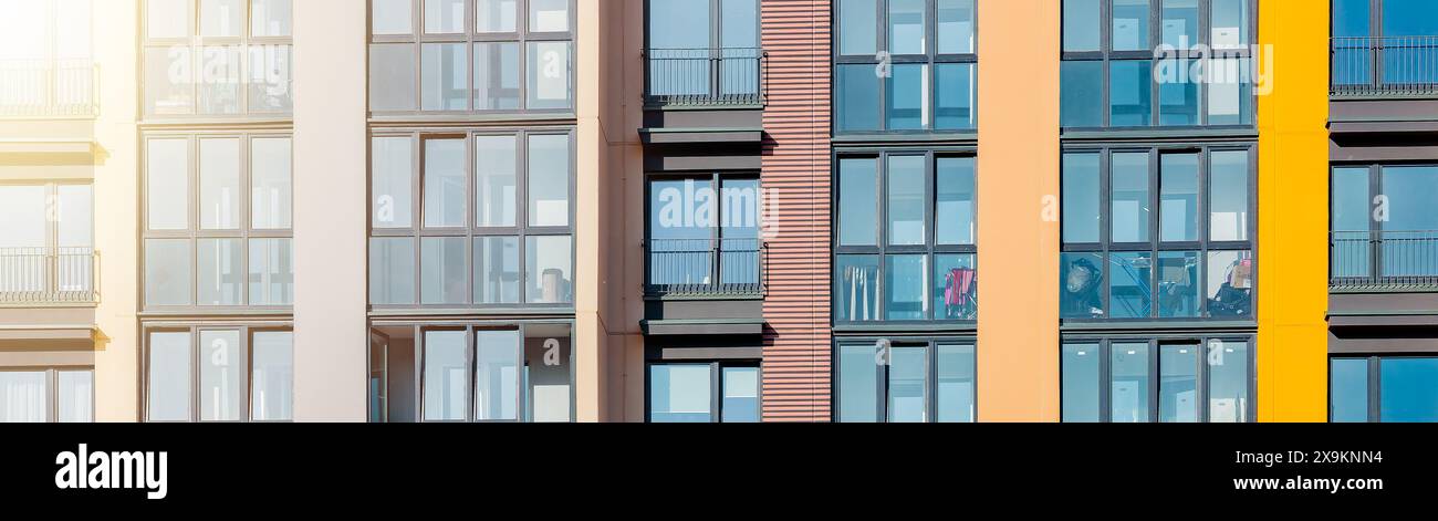 Modern apartment building exterior. Residential condo, city panorama ...