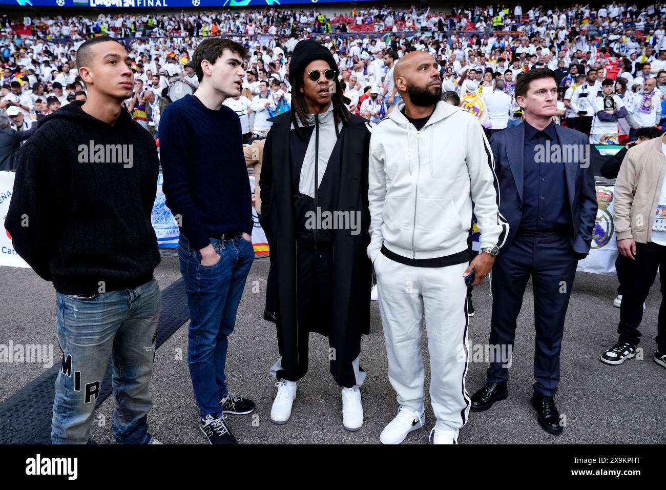 Jay-Z (centre) ahead of the UEFA Champions League final at Wembley ...