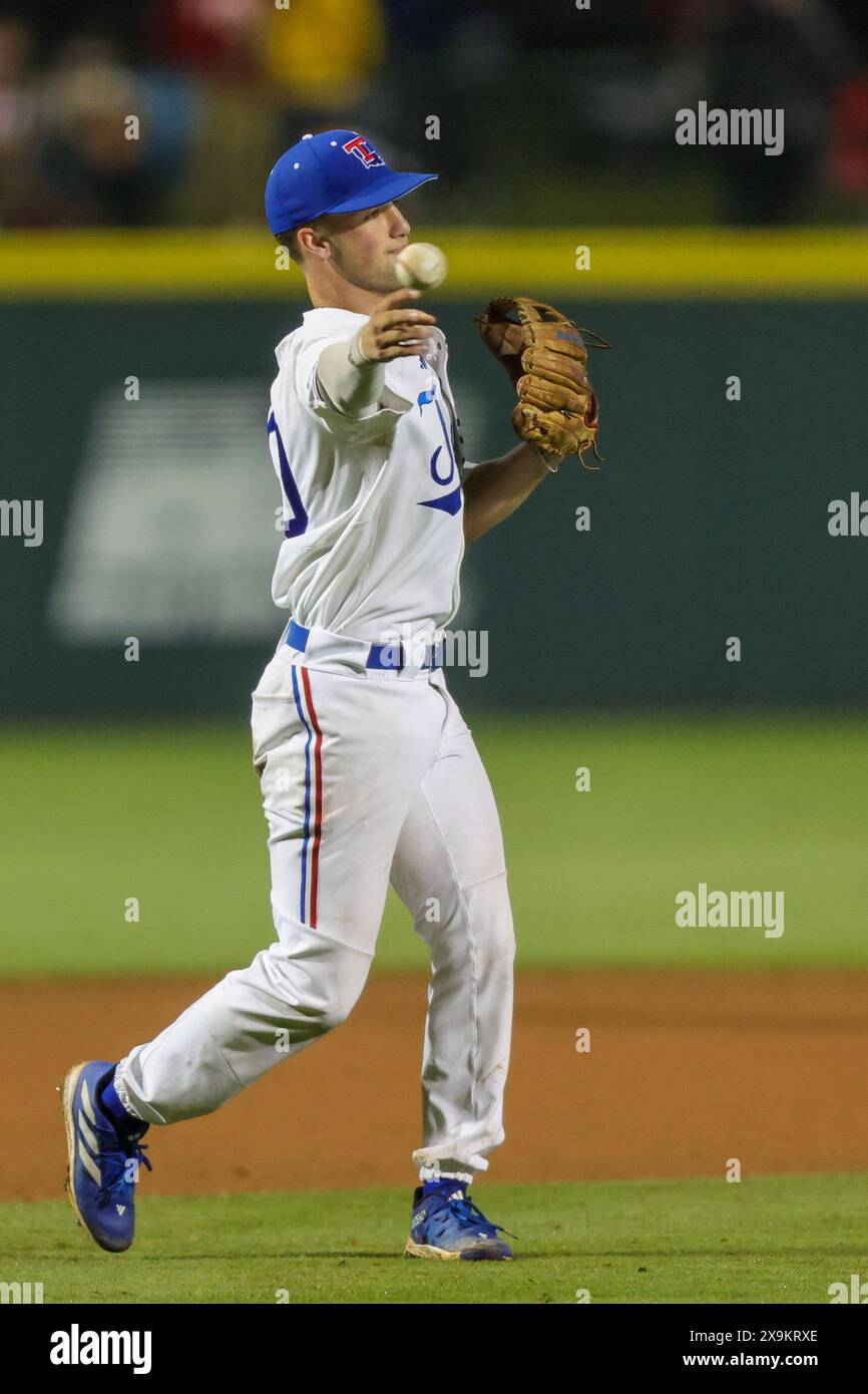 May 31, 2024: Bulldogs infielder Logan McLeod #10 flips the ball off ...