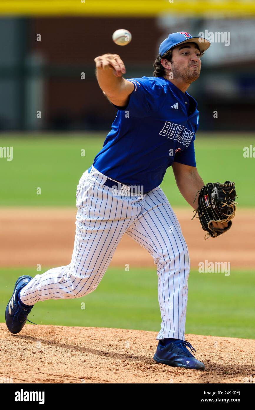 June 1, 2024: Bulldogs pitcher Greg Martinez #36 releases the ball headed towards home plate ...