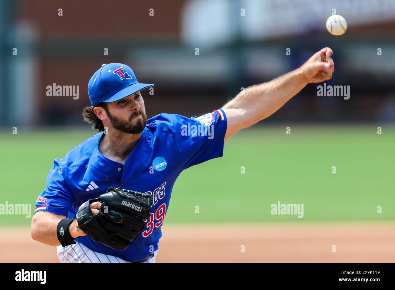 June 1, 2024: Bulldogs pitcher Ryan Harland #39 releases the ball off ...