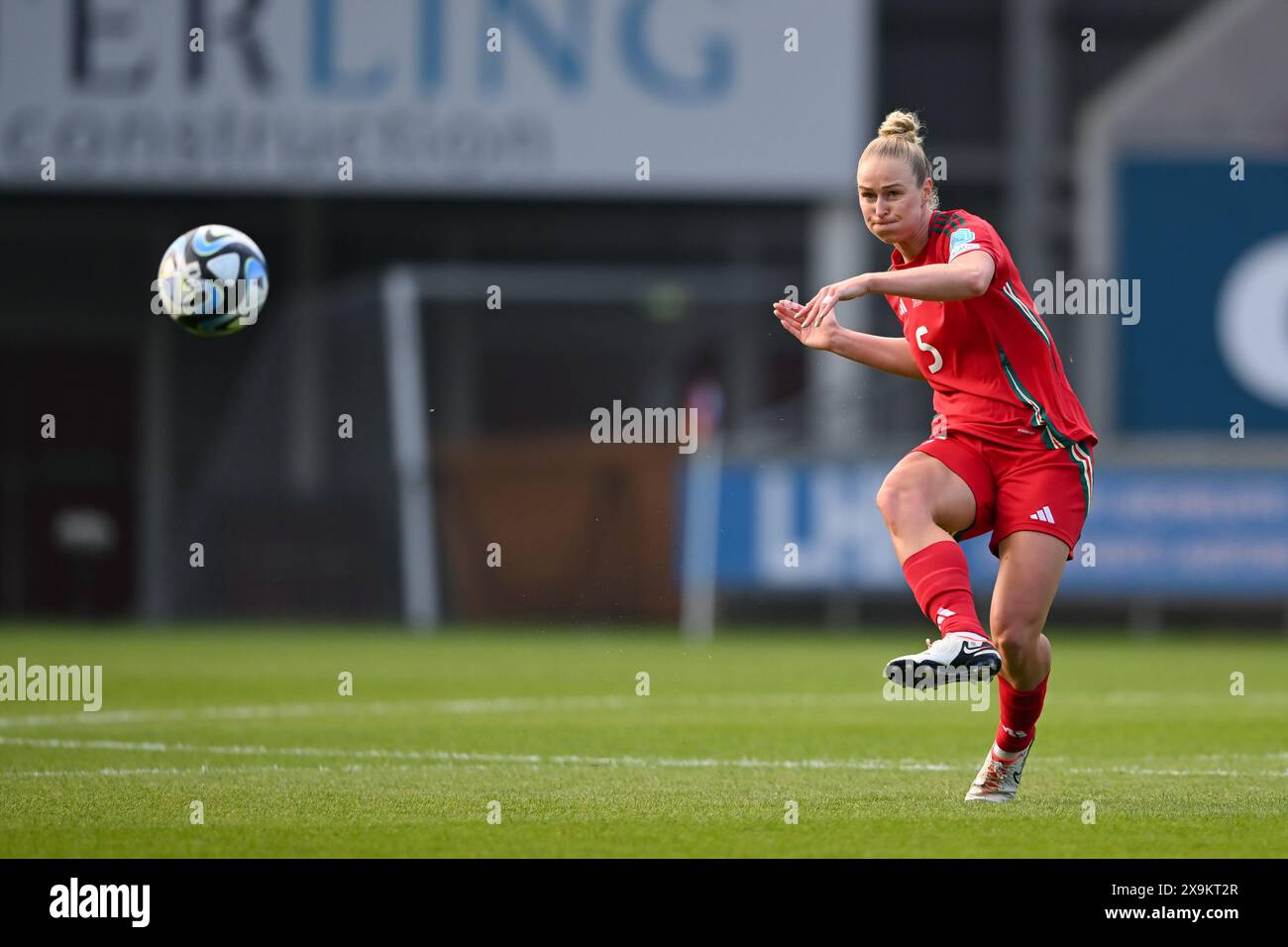 LLANELLI, WALES - 31 MAY 2024: Wales' Rhiannon Roberts during the UEFA ...