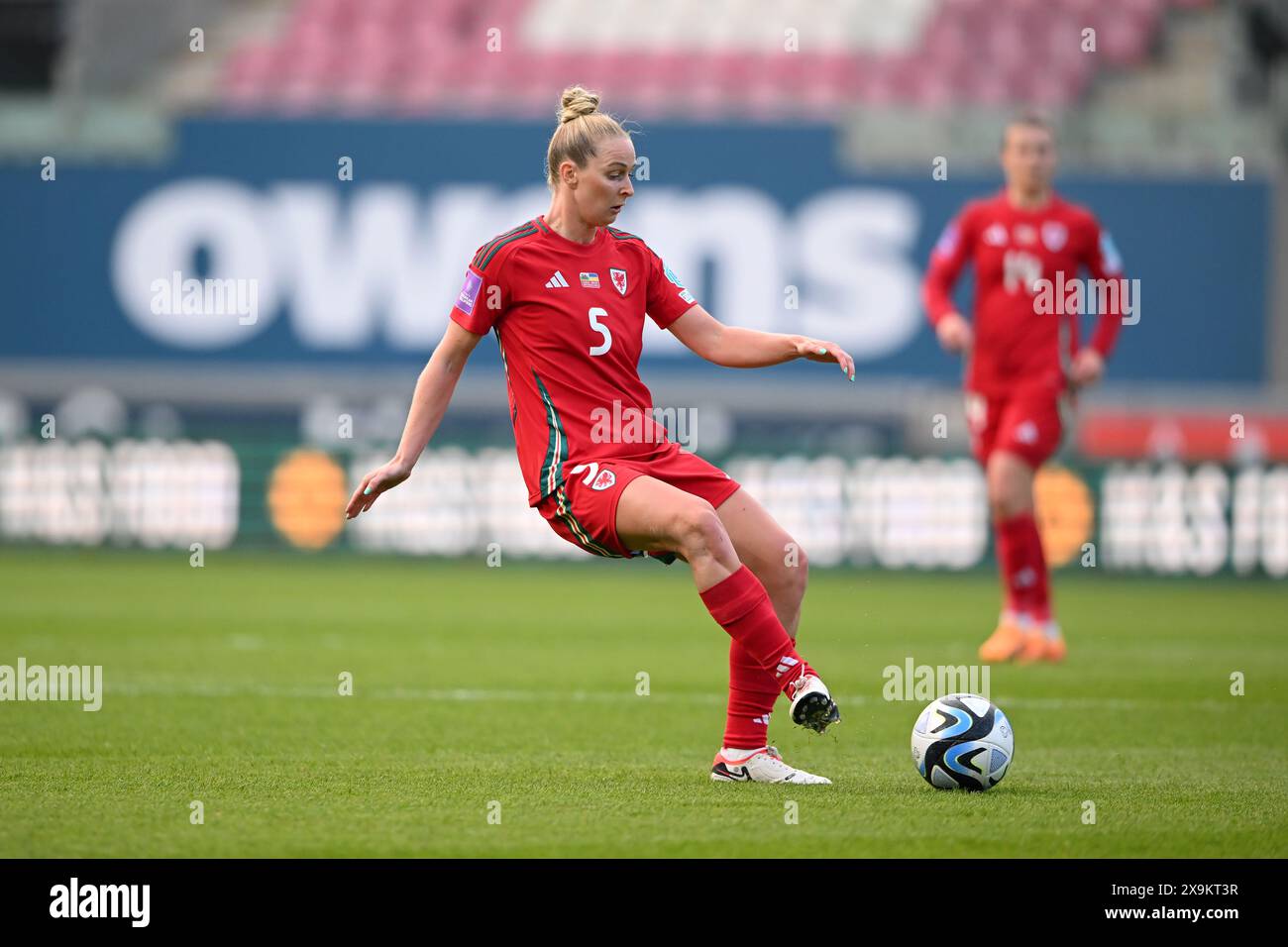 LLANELLI, WALES - 31 MAY 2024: Wales' Rhiannon Roberts during the UEFA ...
