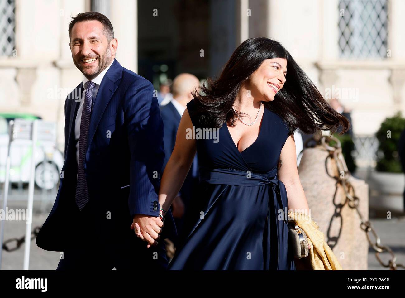 Chiara Colosimo incinta e ed il marito al ricevimento del Quirinale per ...