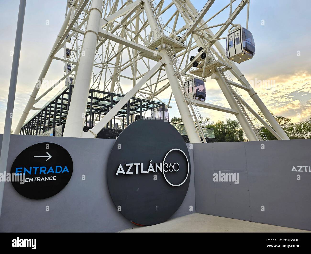 Mexico City, Mexico - Mar 20 2024: The Aztlan 360 Wheel of Fortune, an ...