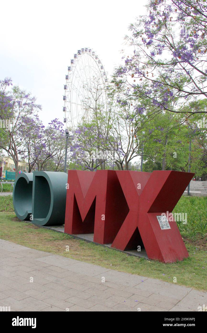 Mexico City, Mexico - Mar 20 2024: The Aztlan 360 Wheel of Fortune, an ...