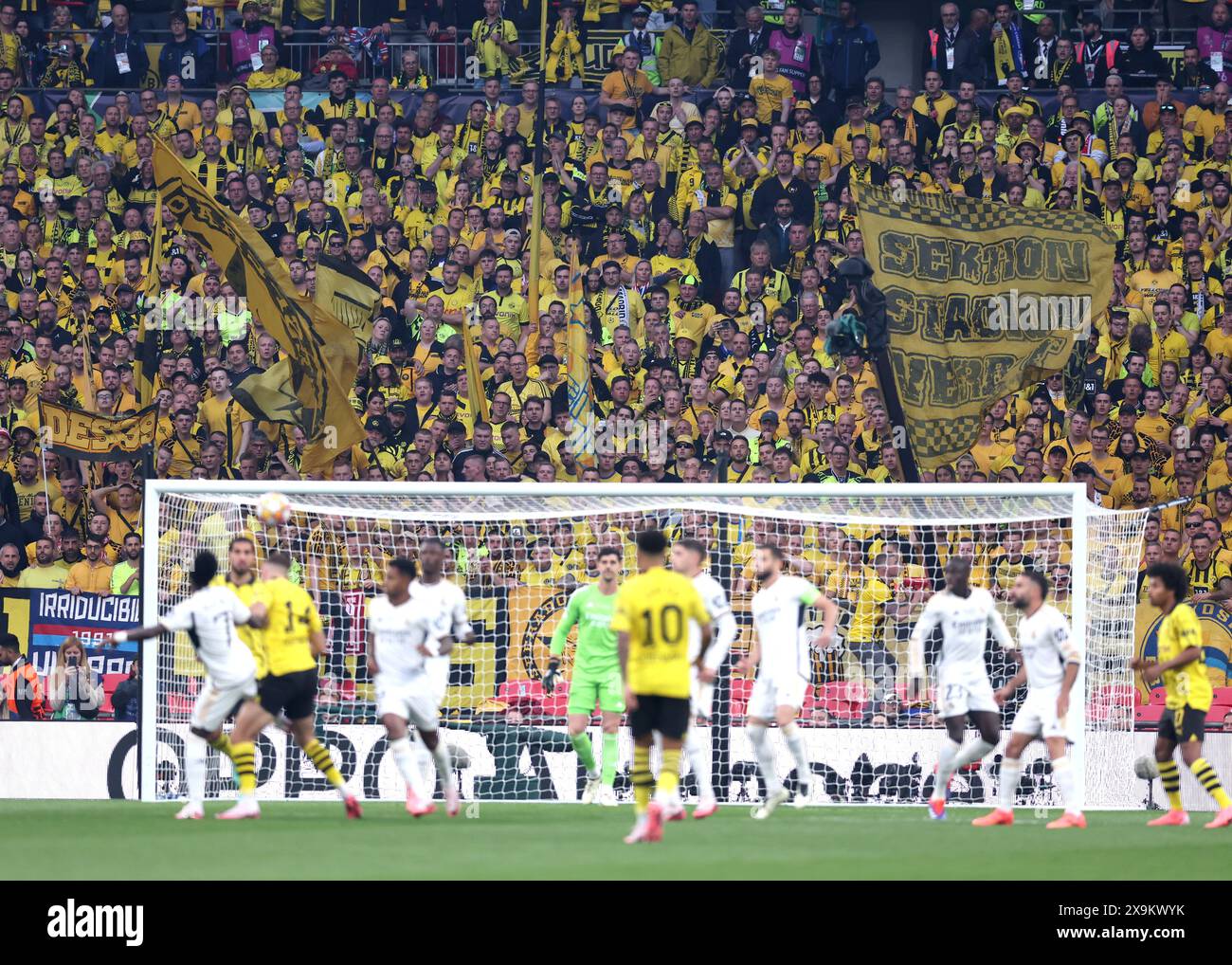 London, UK. 1st June, 2024. Borussia Dortmund fans watch the game ...