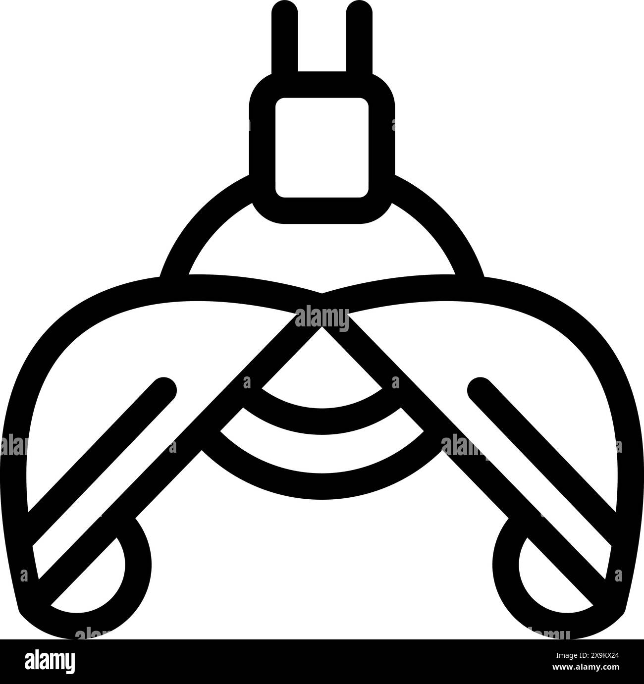 Simplistic digital illustration of crossed power plugs in a black and ...