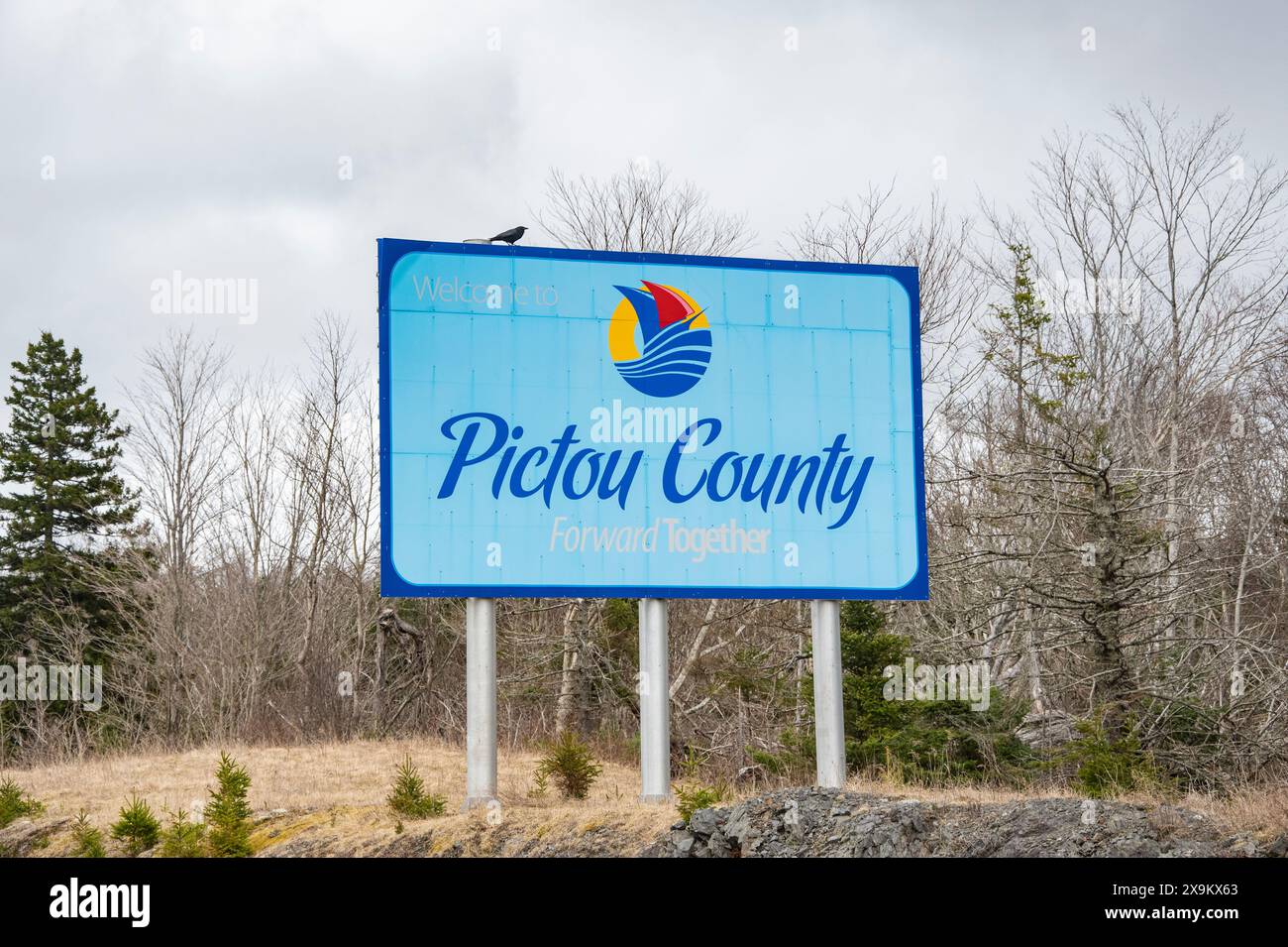 Welcome to Pictou County sign on NS 104 in Nova Scotia, Canada Stock ...