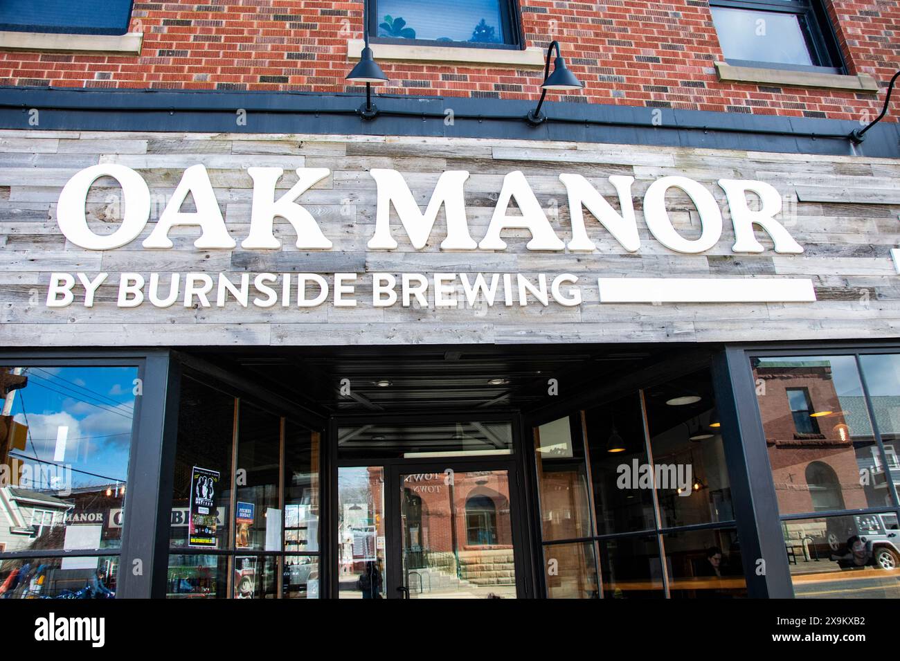 Oak Manor sign in downtown Antigonish, Nova Scotia, Canada Stock Photo ...