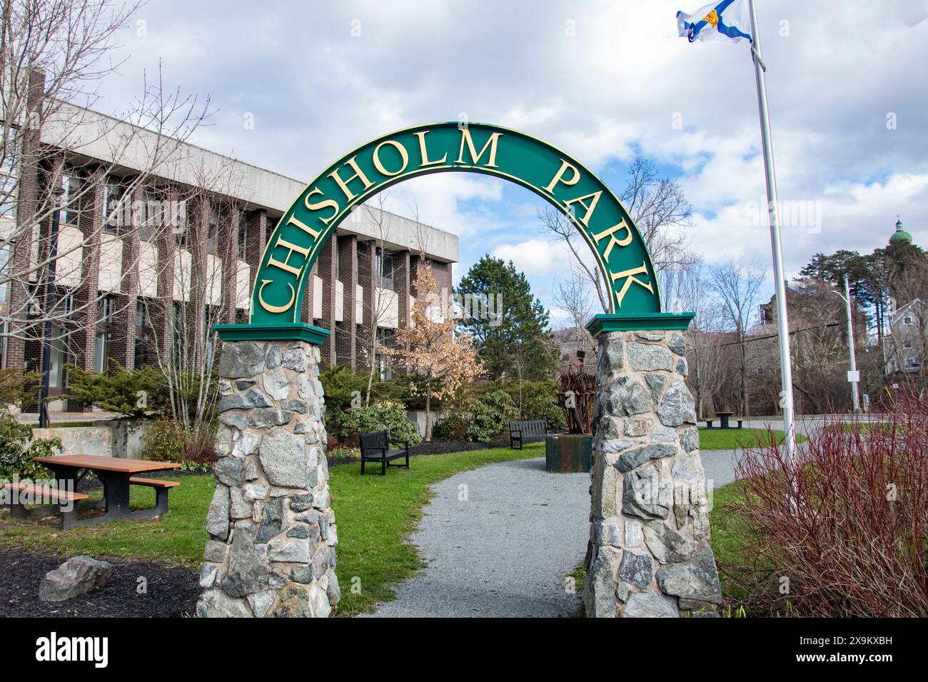 Welcome to Chisholm Park sign in downtown Antigonish, Nova Scotia ...