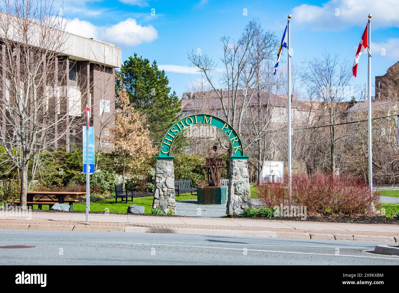 Welcome to Chisholm Park sign in downtown Antigonish, Nova Scotia ...