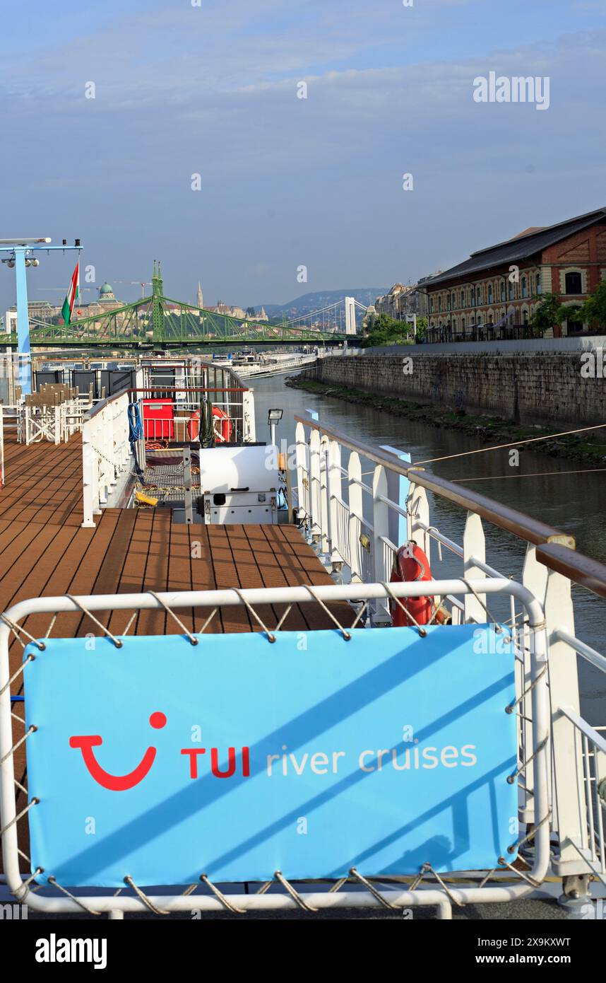 Budapest, Hungary, 20-05-24. TUI River Cruise boat, moored on the 'Pest ...