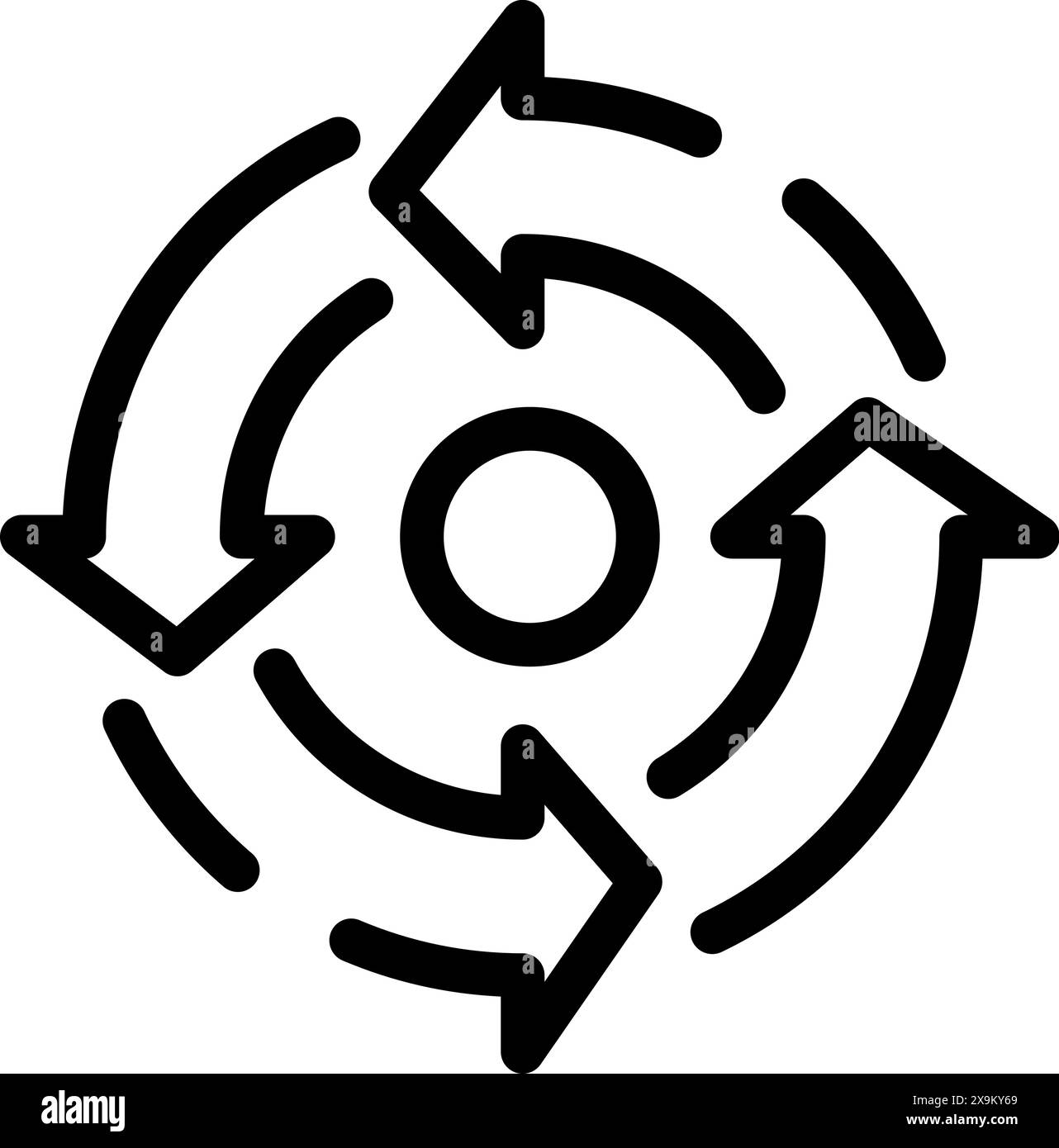 Vector Illustration Of Circular Arrows In A Loop Depicting Motion Or Process Cycle In Black