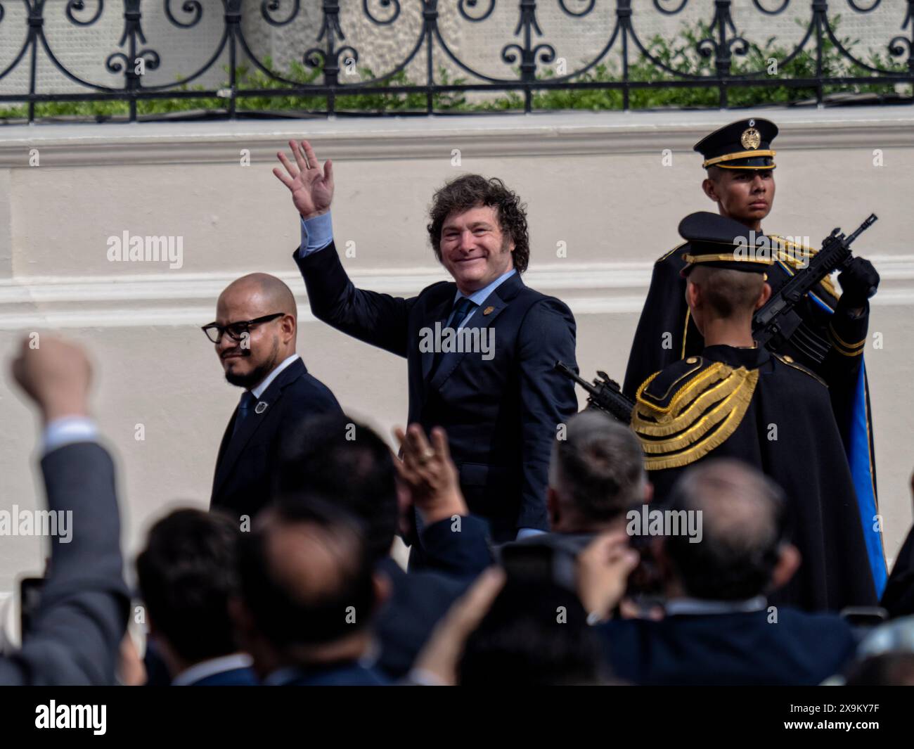 San Salvador, El Salvador. 01st June, 2024. Javier Milei (M), President ...
