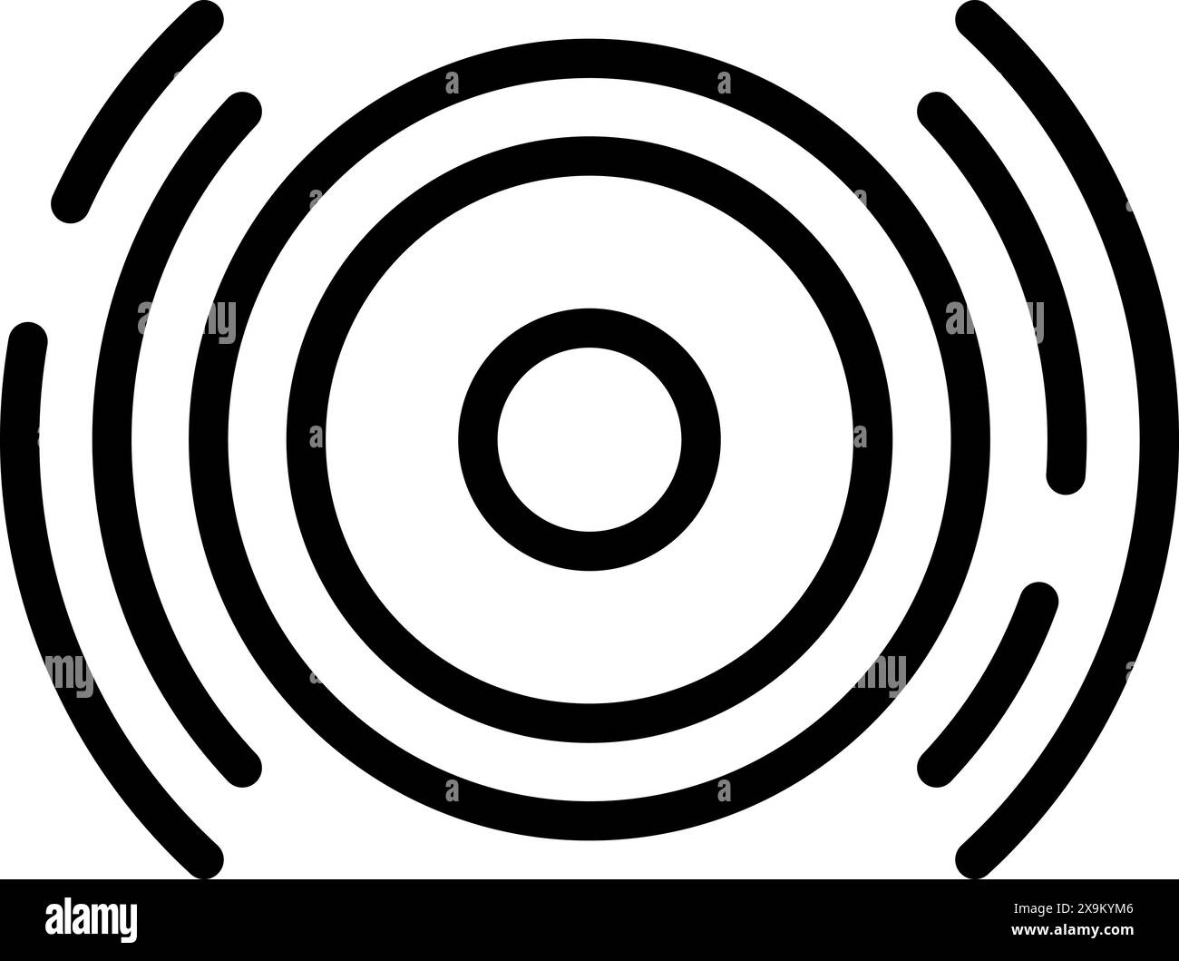 Minimalistic black and white vector illustration of a concentric ...