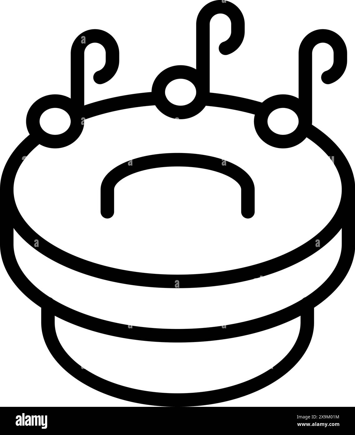 Simple line drawing of a stylized smiling face with three antennae ...