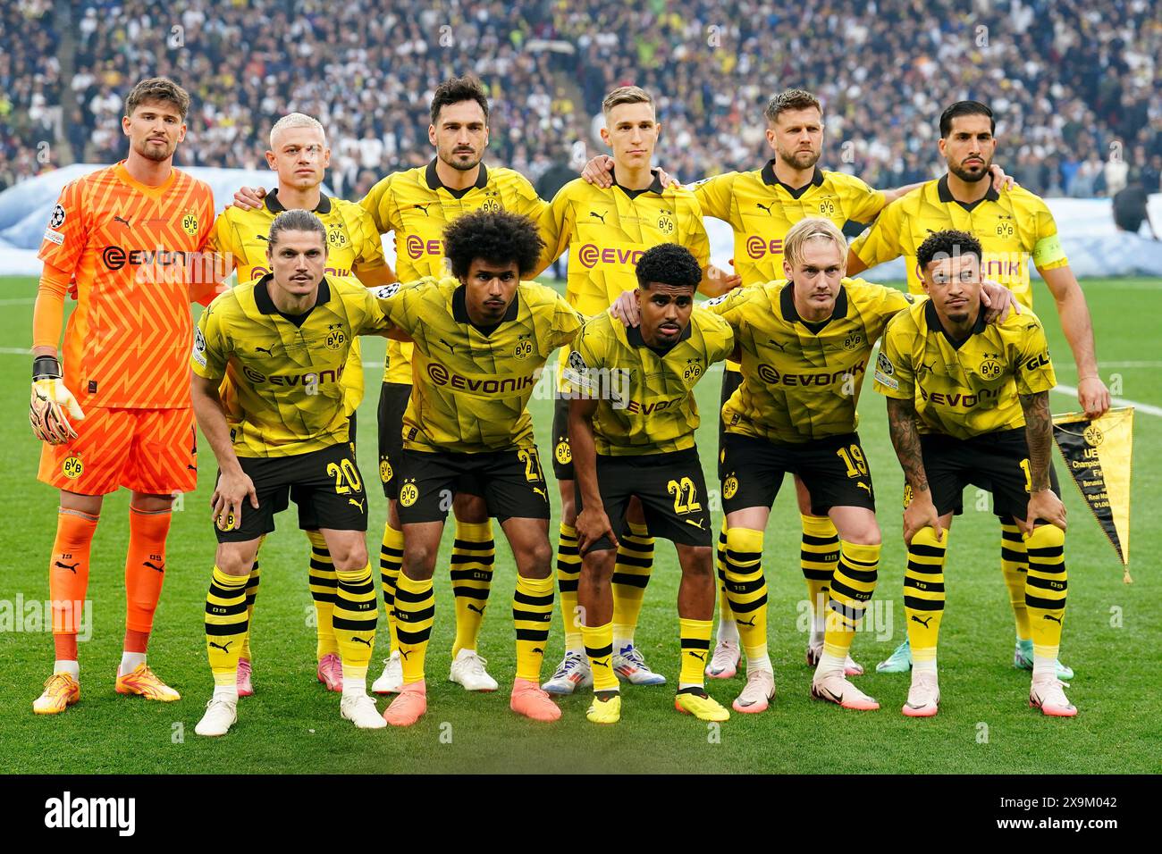 Borussia Dortmund players pose for a team photo ahead of the UEFA ...