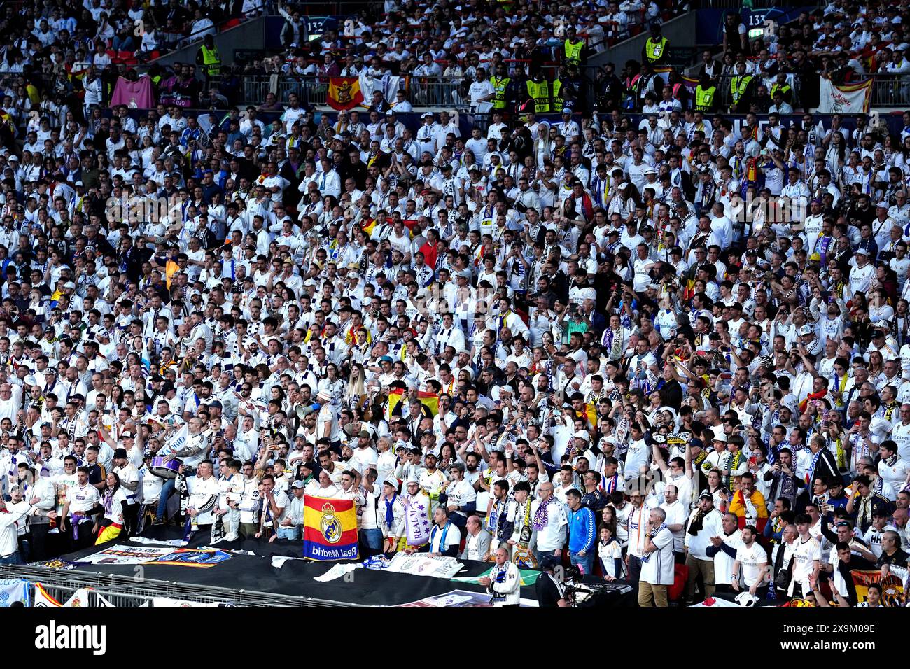 Real Madrid fans in the stands during the UEFA Champions League final ...