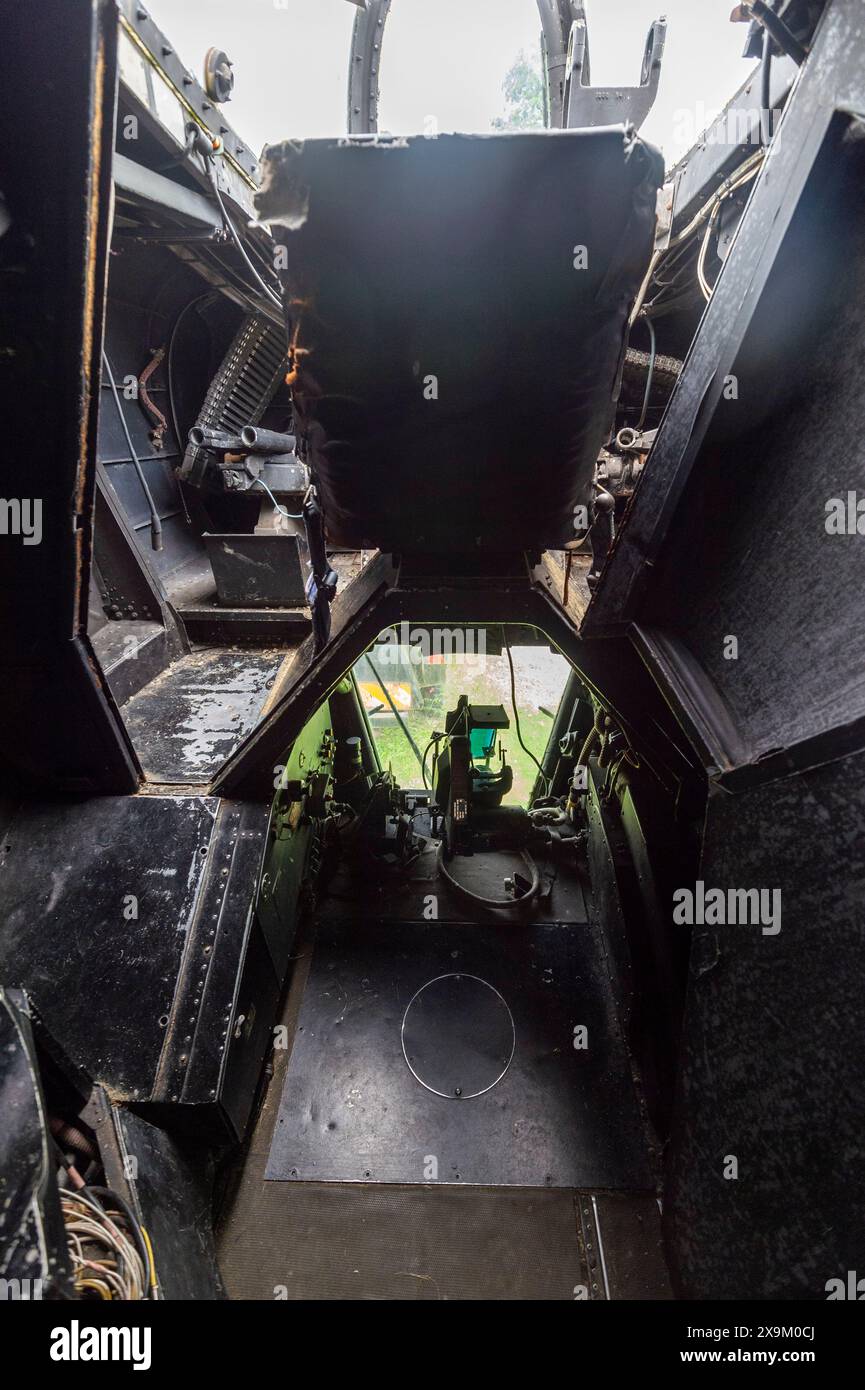 Charlwood, UK. 1 June 2024. Inside the nose cone of an Avro Shackleton ...