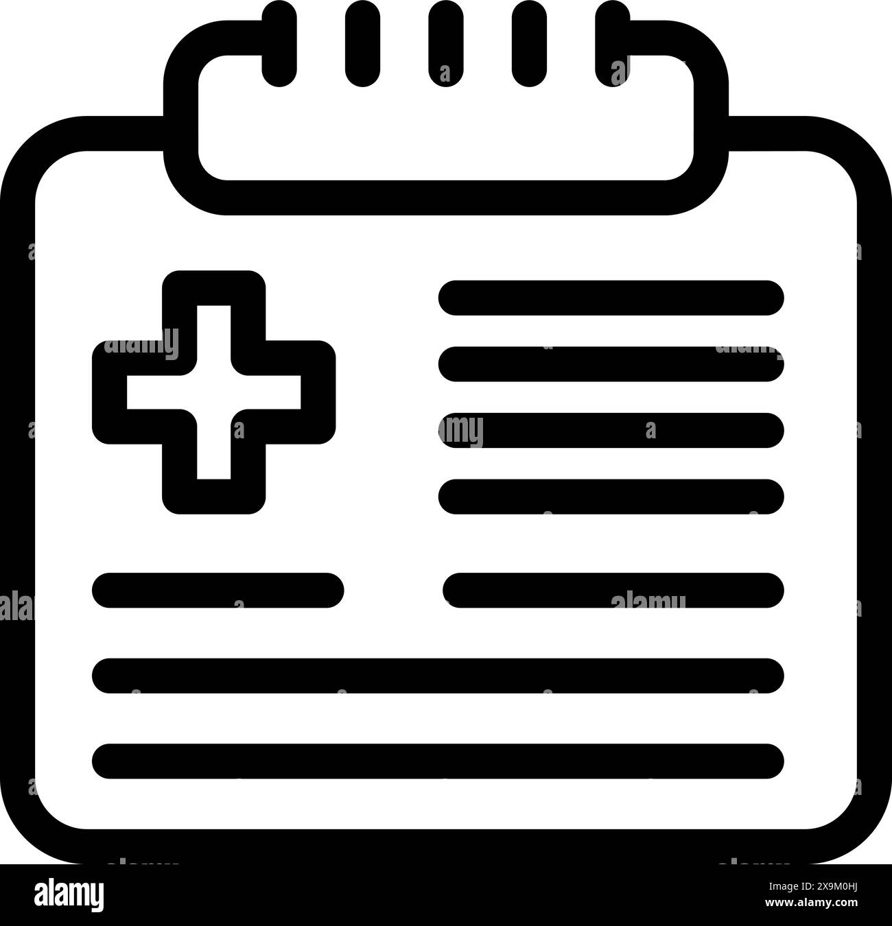 Medical clipboard icon illustration in black and white outline vector ...