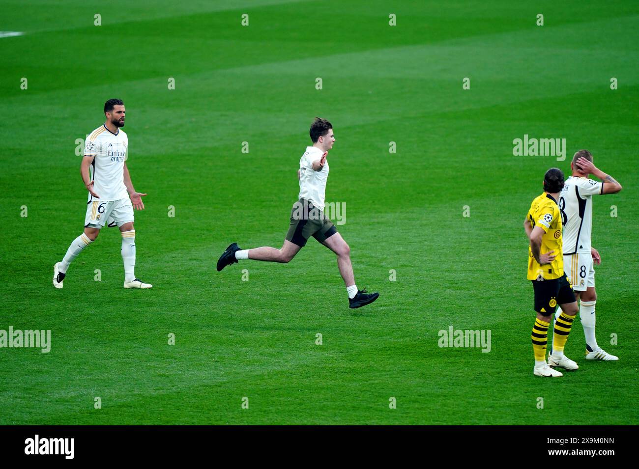 A pitch invader during the UEFA Champions League final at Wembley ...