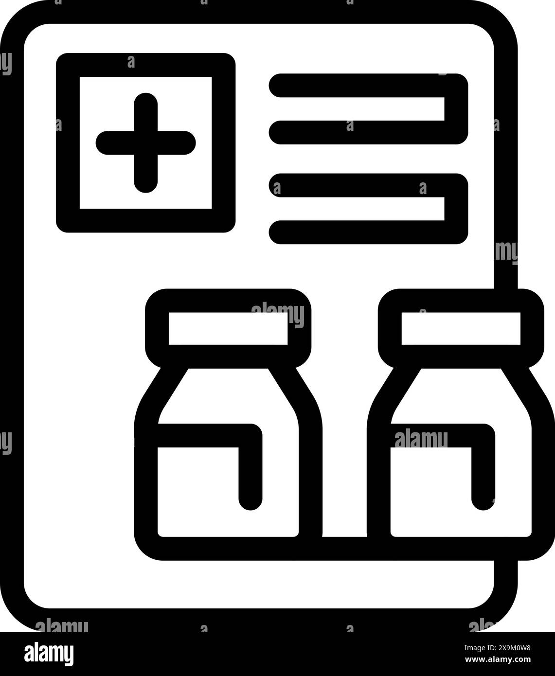 Black outline icon featuring a medical prescription form and two ...