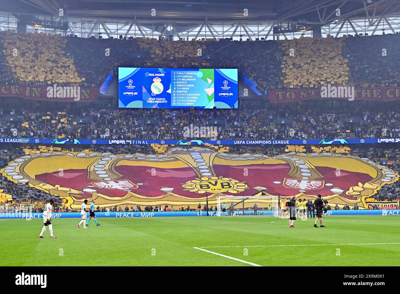 fans and supporters of Dortmund pictured with a giant tifo during a ...