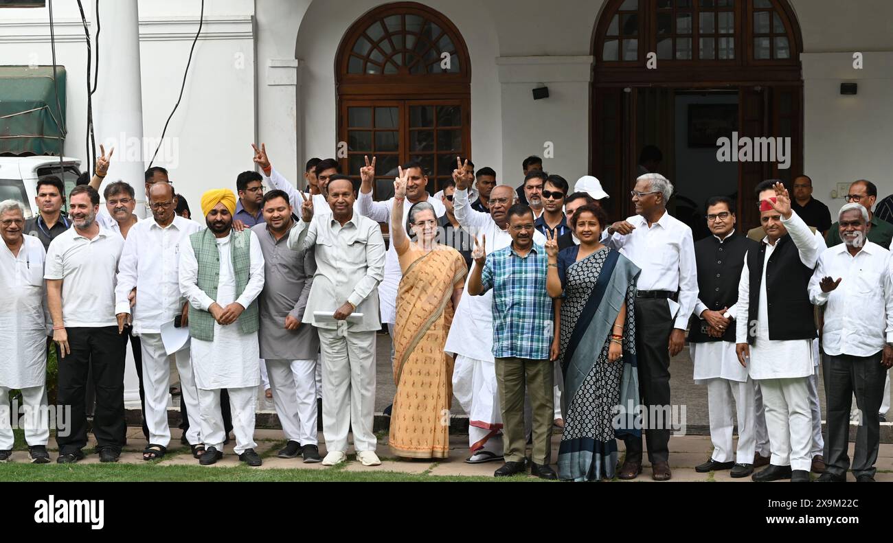 NEW DELHI, INDIA - JUNE 1: Congress President Mallikarjun Kharge, the party leaders Sonia Gandhi ...