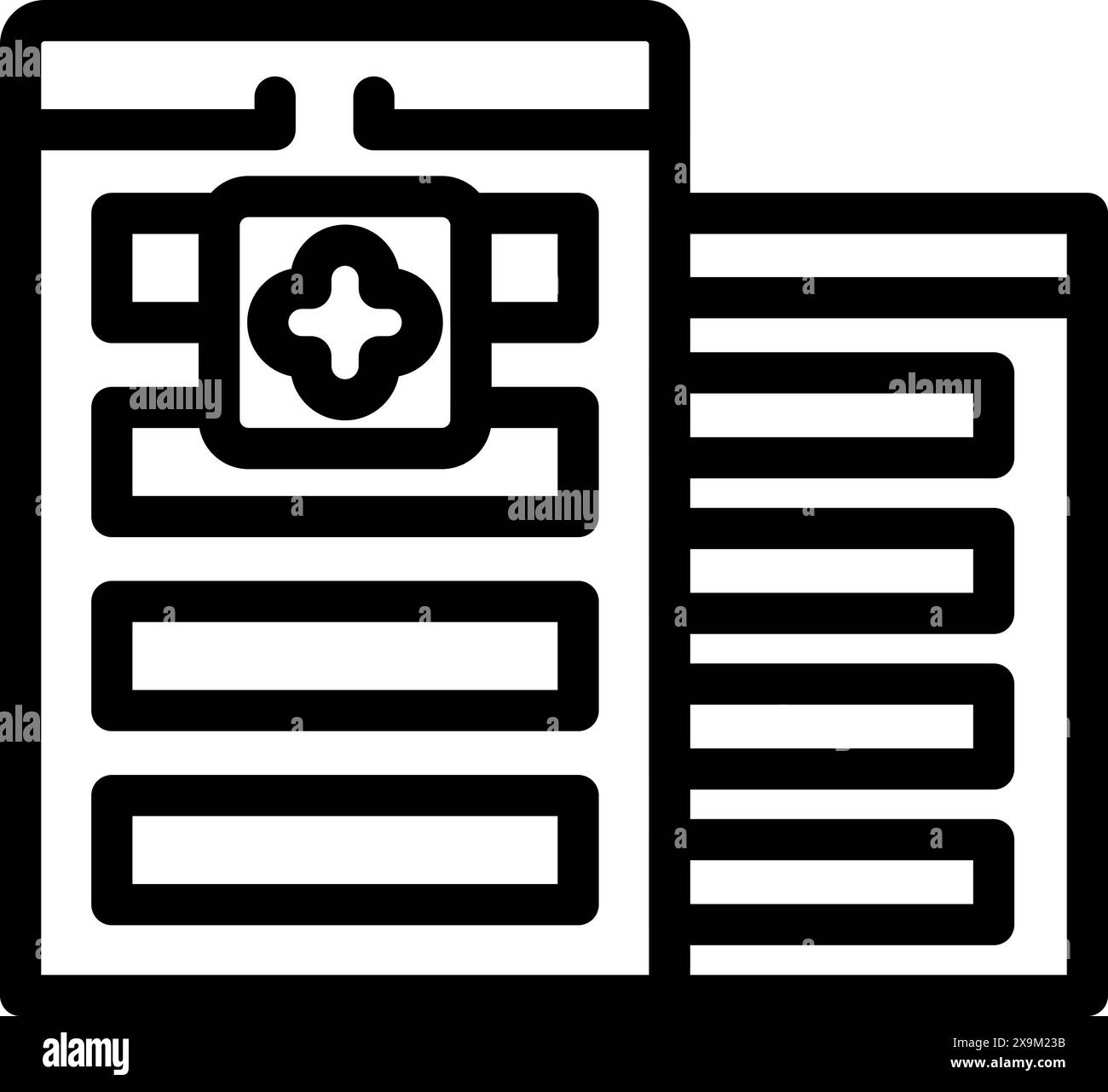 Healthcare and medical report icon illustration in simple black and ...