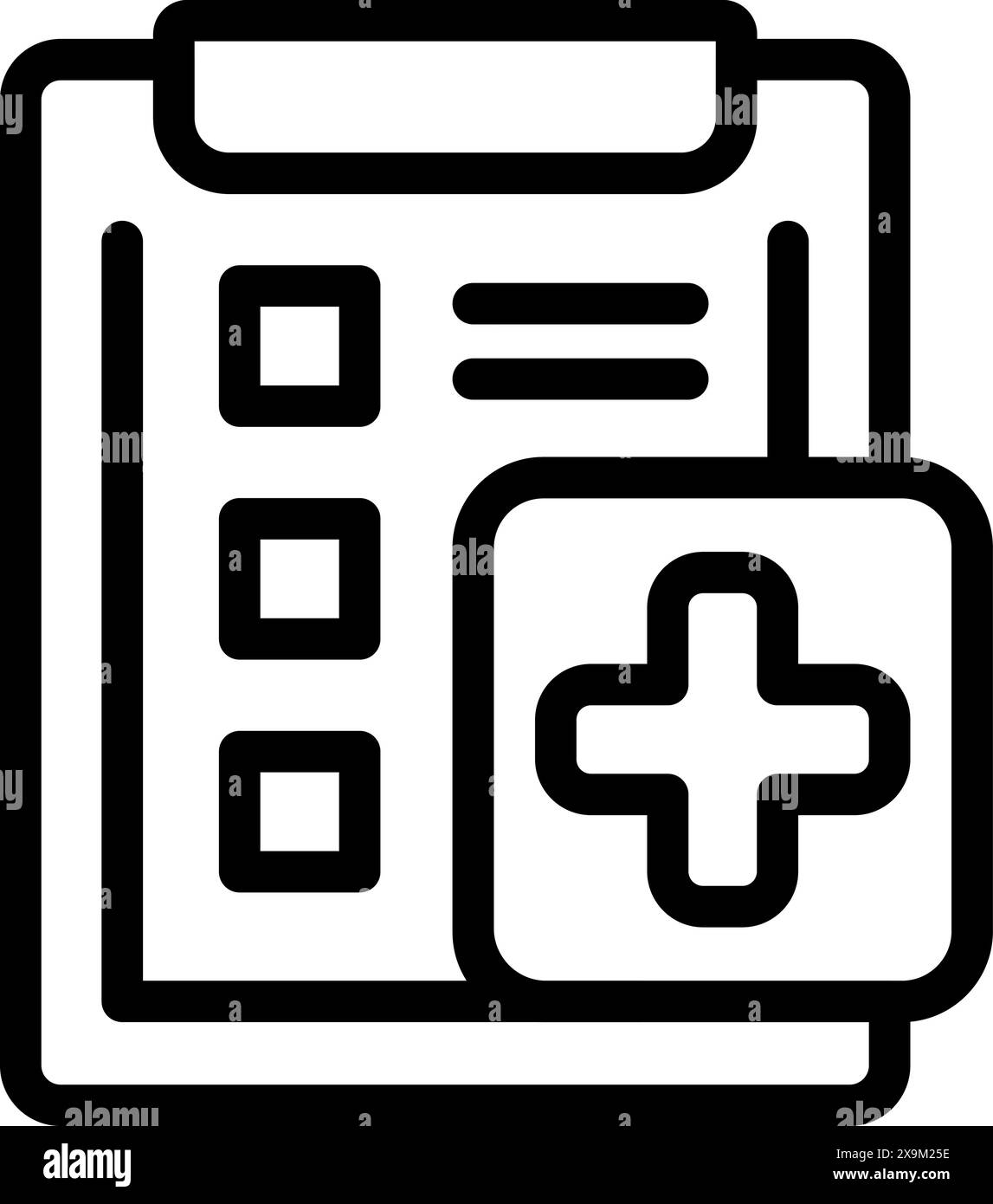 Professional medical clipboard icon in minimalist black and white line ...