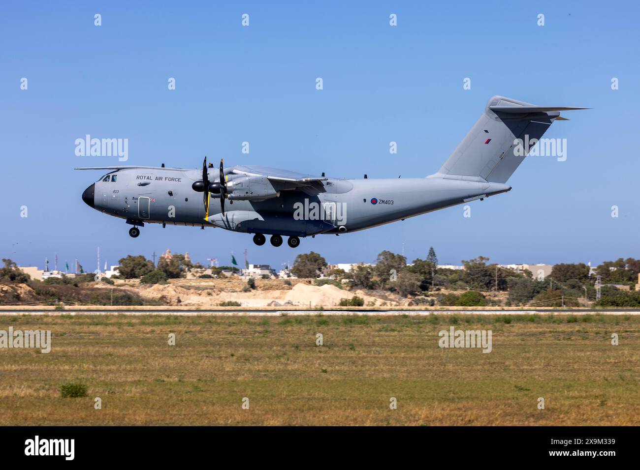 RAF (UK Air Force) Airbus A400M Atlas C1 (REG: ZM403) landing for a ...