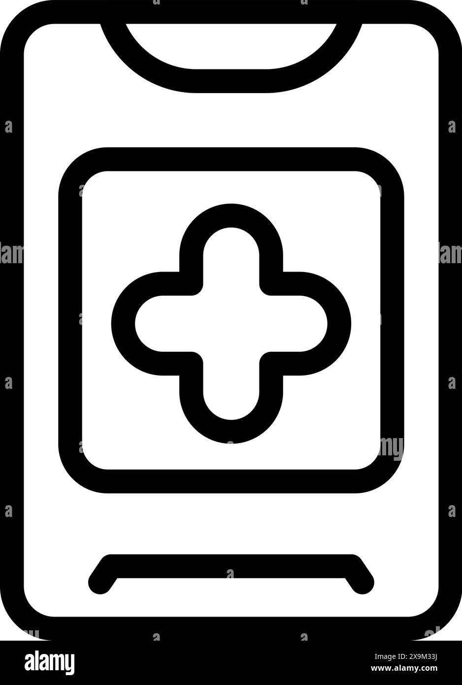 Vector illustration of a medical app icon depicted on a smartphone ...