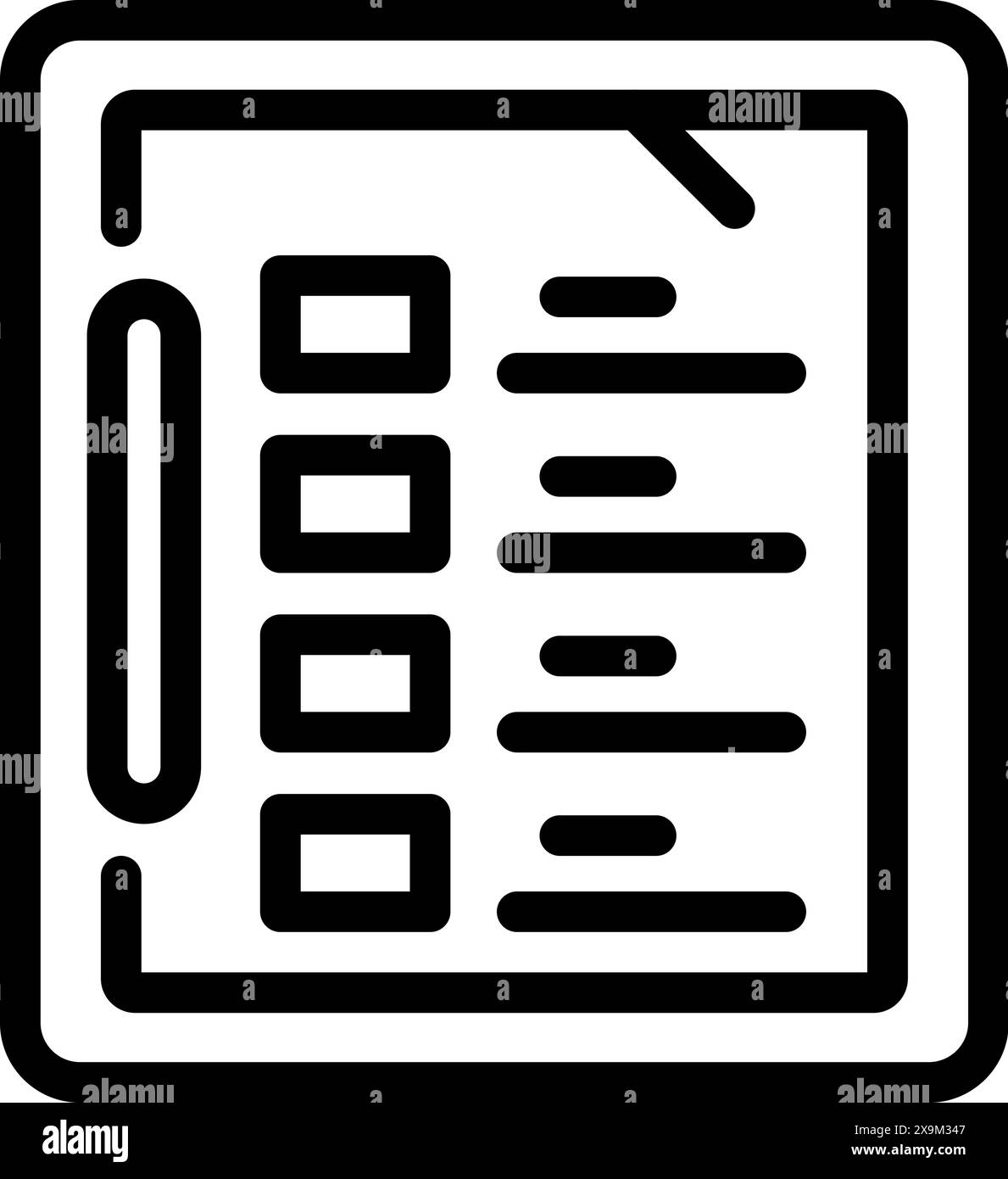 Black and white outline of a checklist icon, ideal for web and app ...