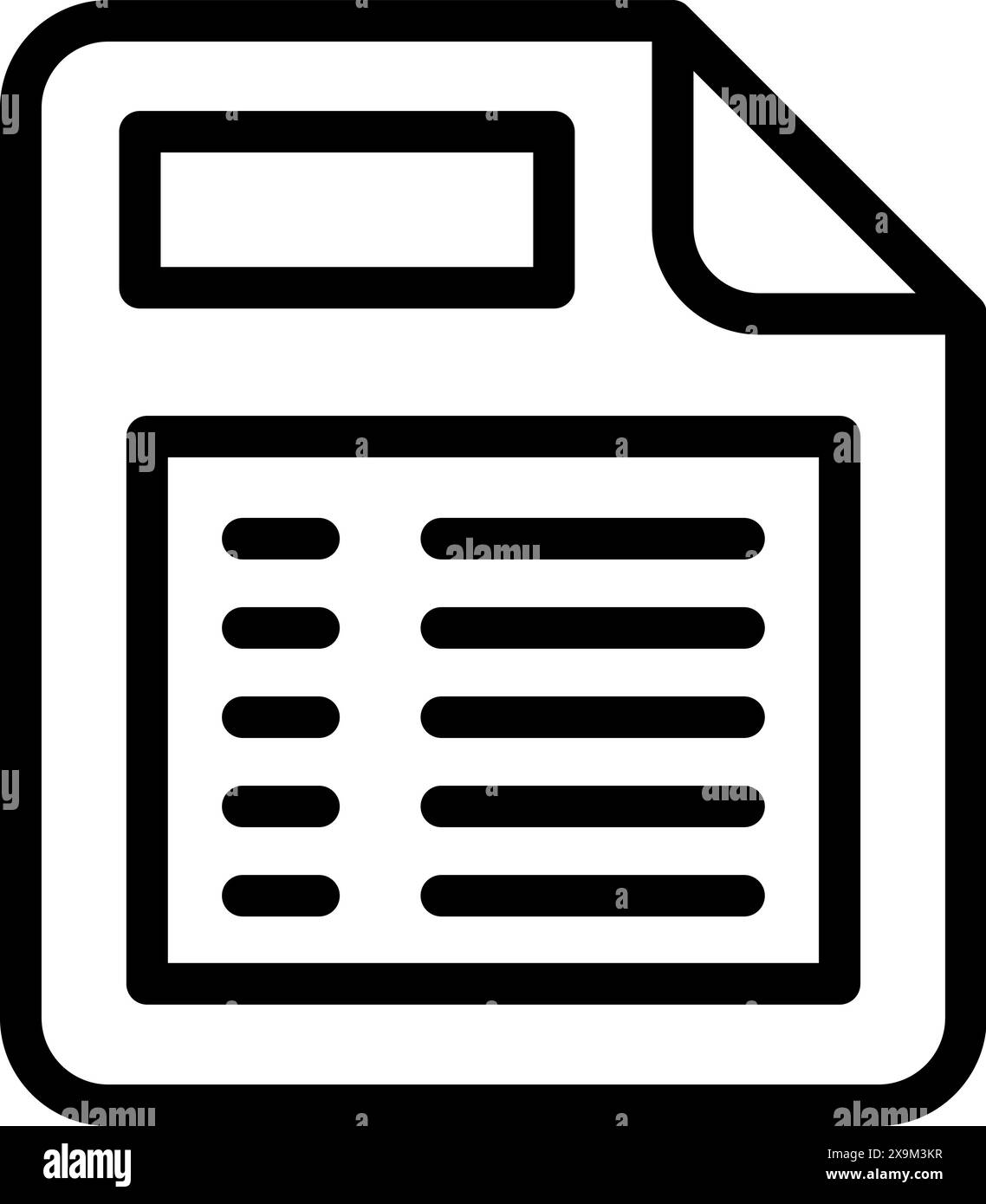 Black and white line art of a standard document icon suitable for web ...