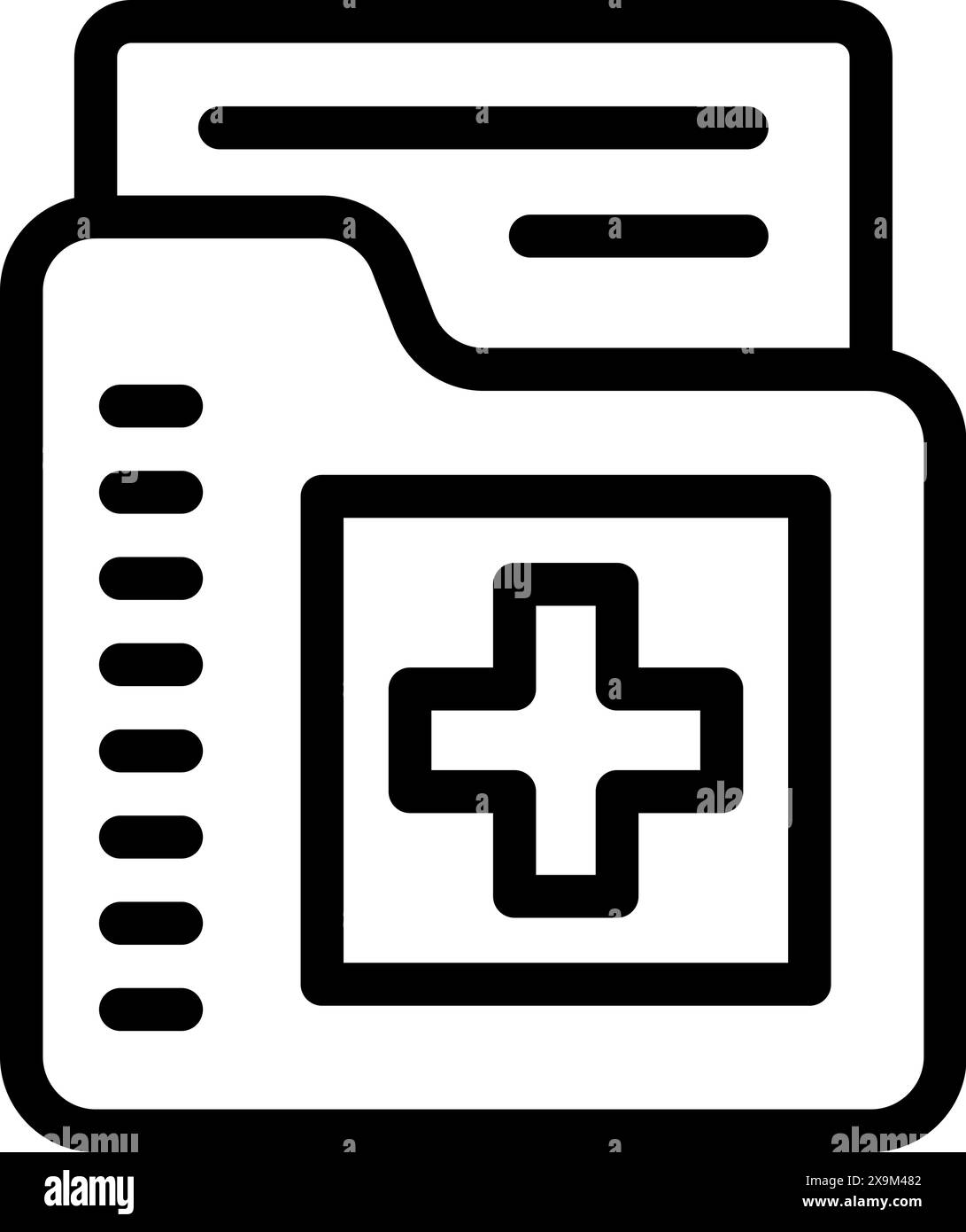 Black and white vector icon illustrating a medical records folder with ...