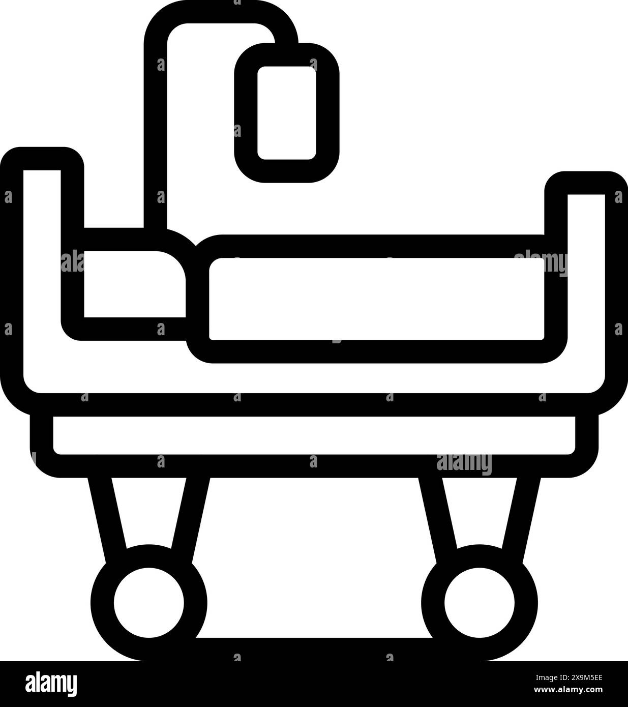 Simple line drawing of a hospital bed, ideal for medicalthemed graphic ...