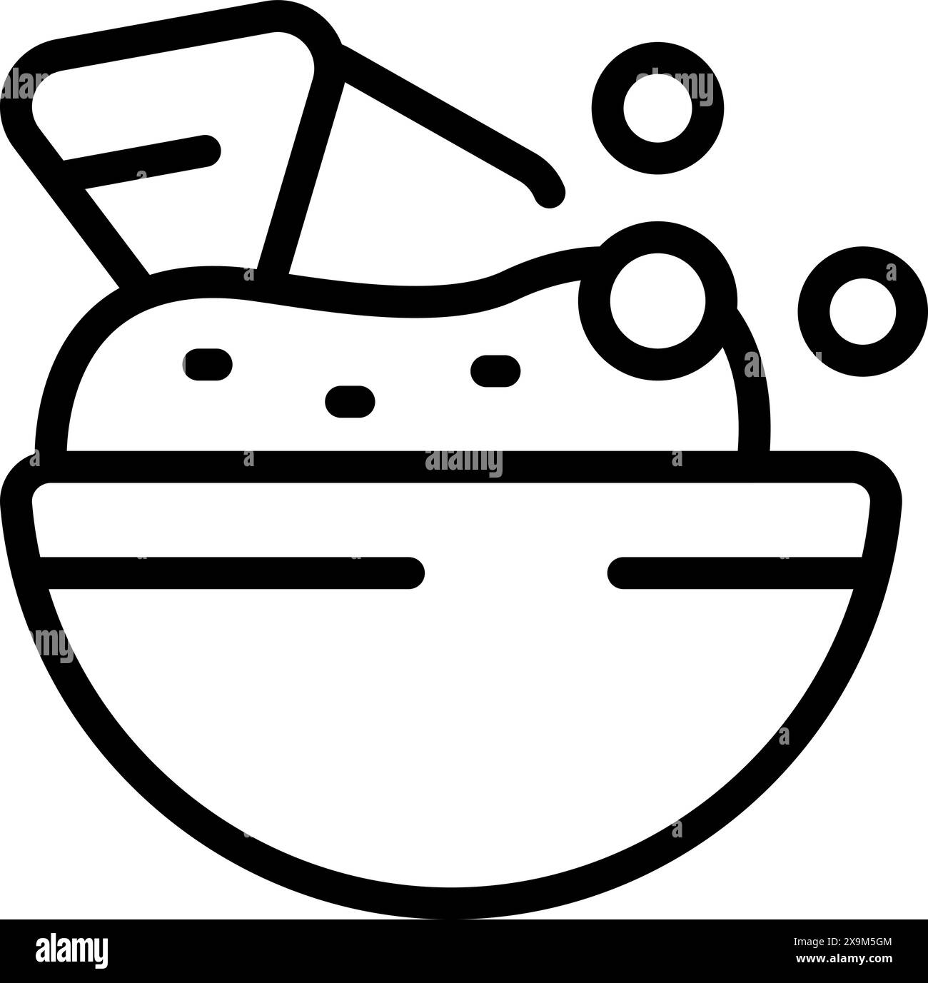 Line drawing of a traditional mortar and pestle with herbs, in a simple ...